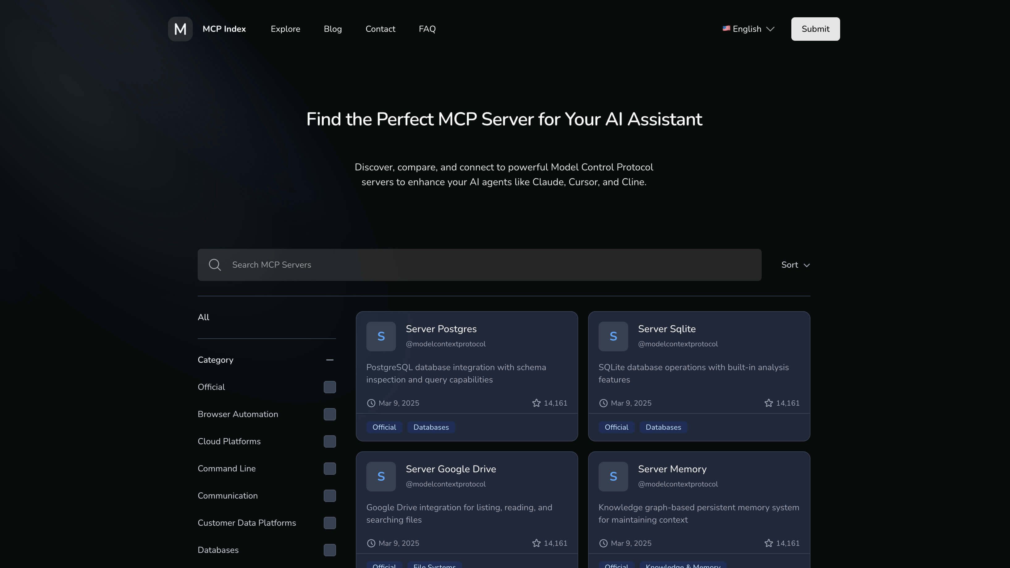 Find MCP Servers for Claude, Cursor & Cline | MCP Index